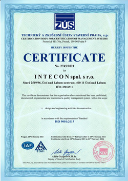 Granting of the Certificate 2745/2021 according to Standard EN ISO 9001:2015 to INTECON | WebJET CMS